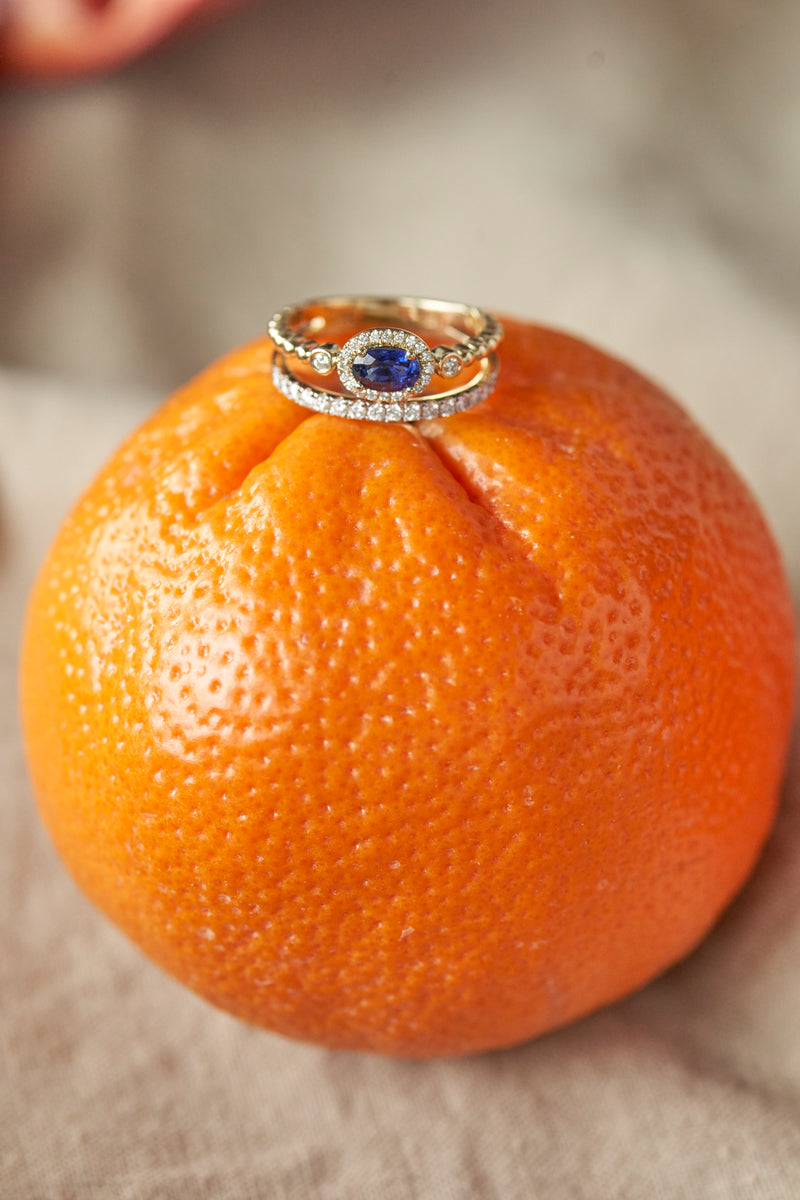 Two Row Oval Sapphire and Diamond Ring – Siroo