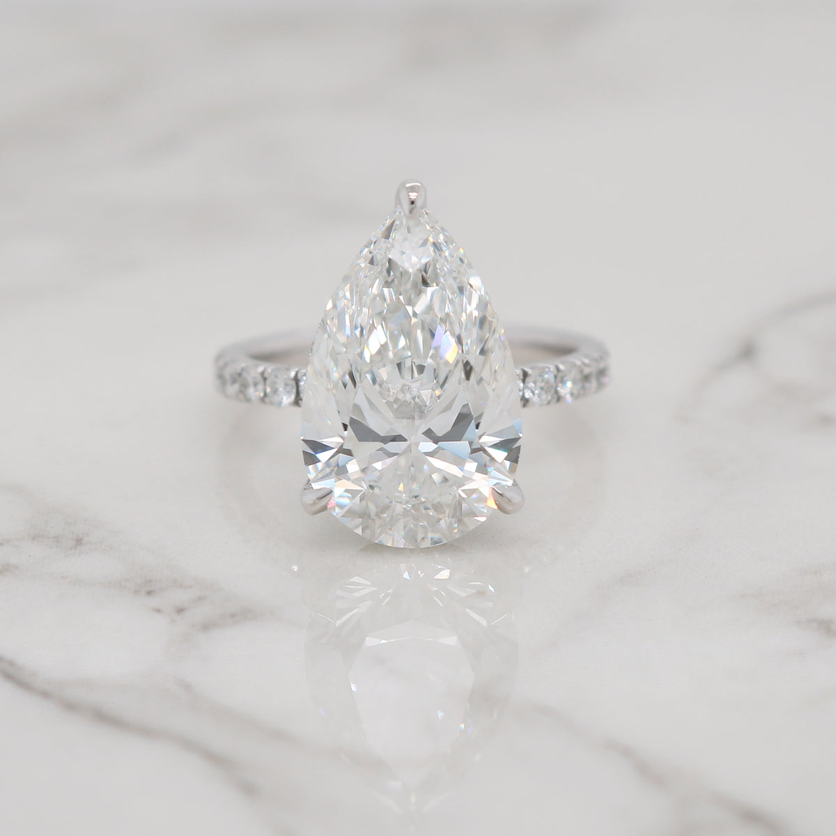 6ct Pear Shape, Hidden Halo, Pavé Engagement Ring – Siroo