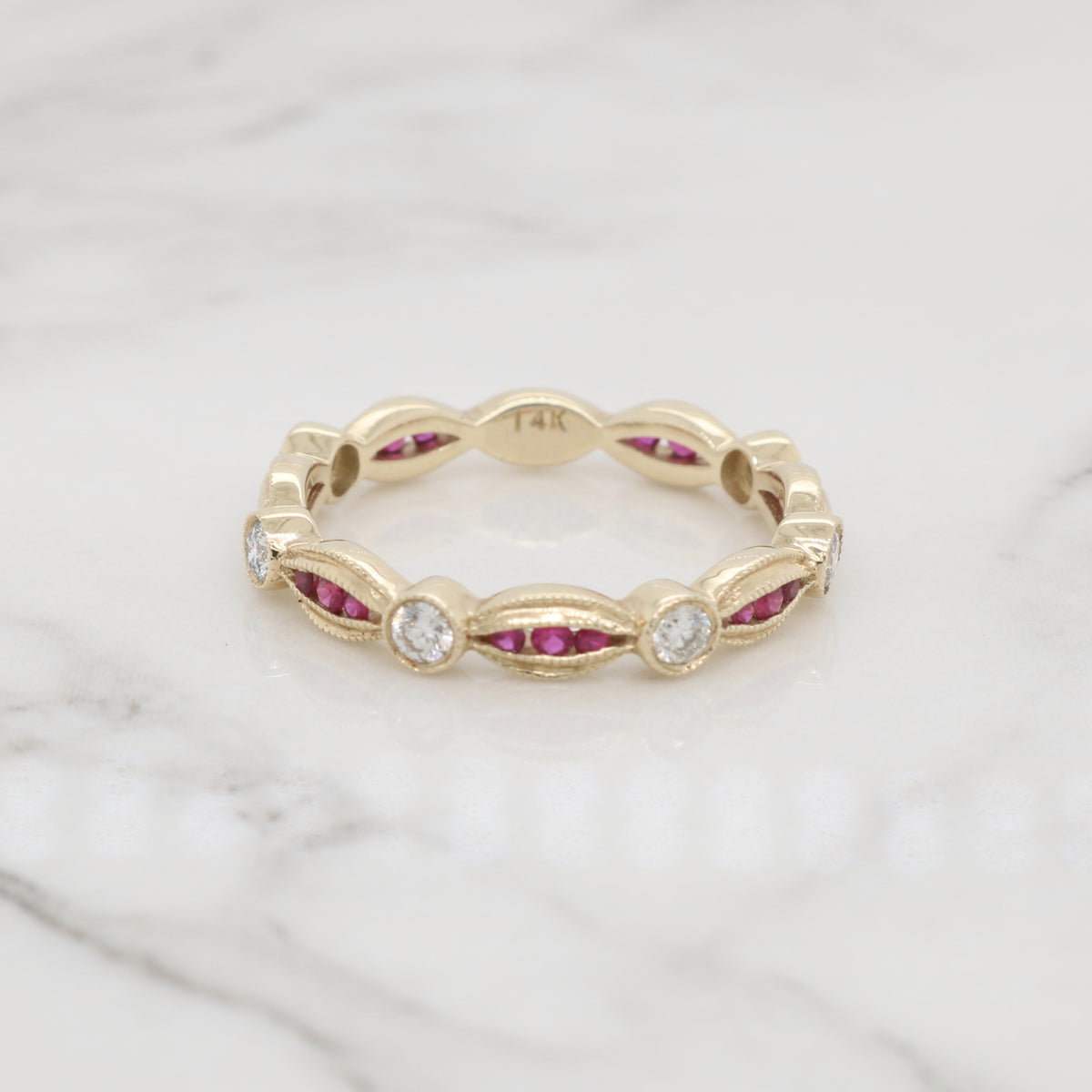 Ruby and Diamond Stackable Ring – Siroo