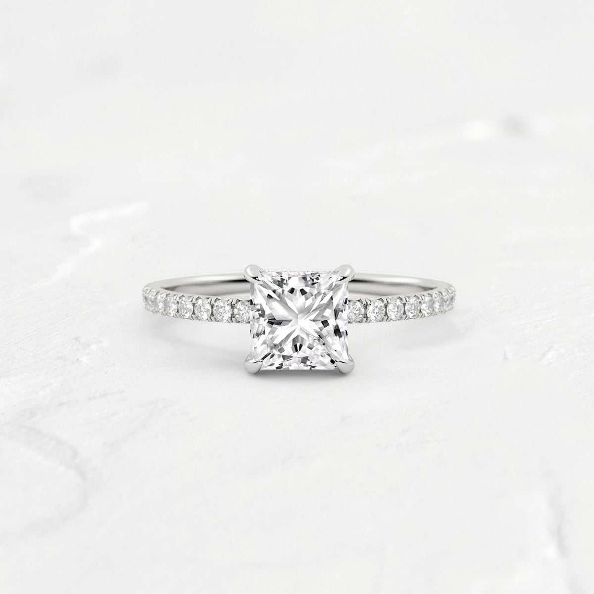 Petite Pave with Hidden Halo, Princess Diamond – Siroo